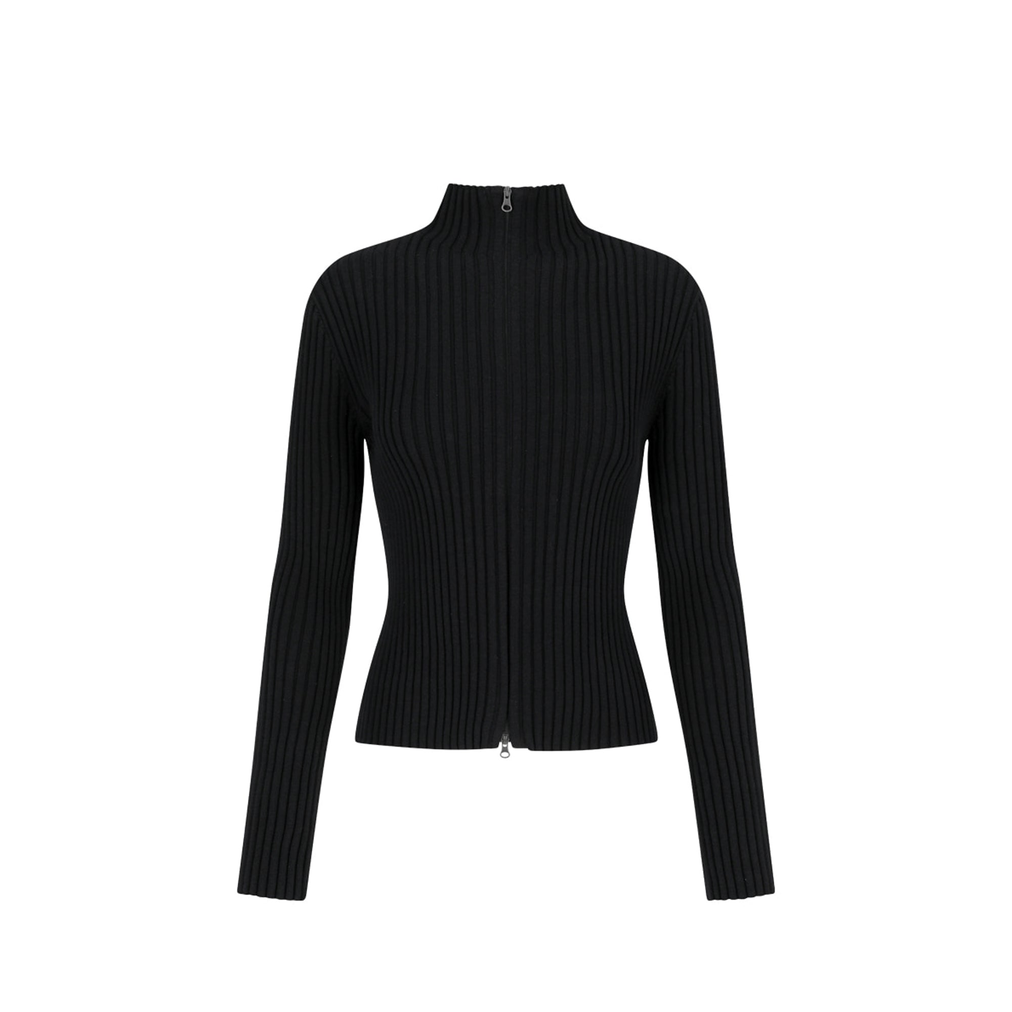 Amomento Womens Ribbed High Neck Zip Up – Extra Butter